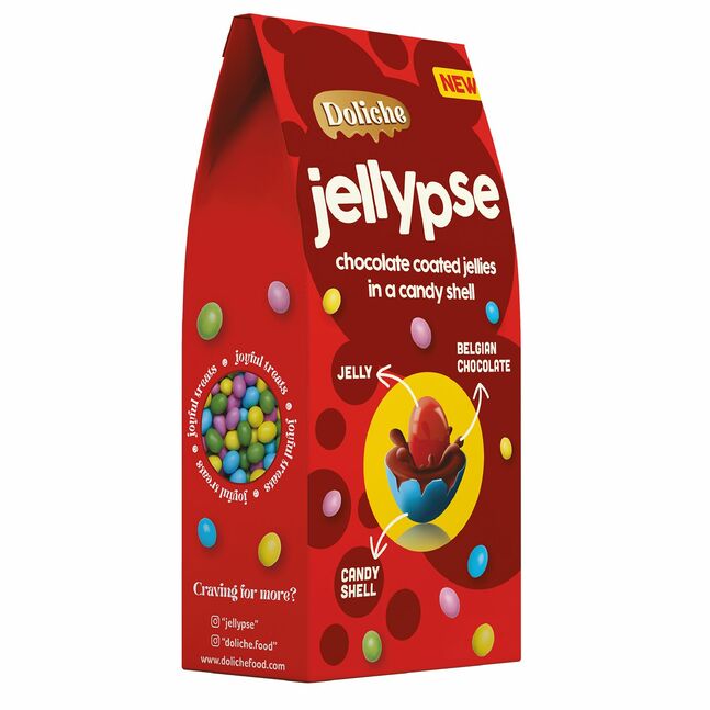 Doliche Jellypse Chocolate Coated Jellies in a Candy Shell GABLE TOP 120gr